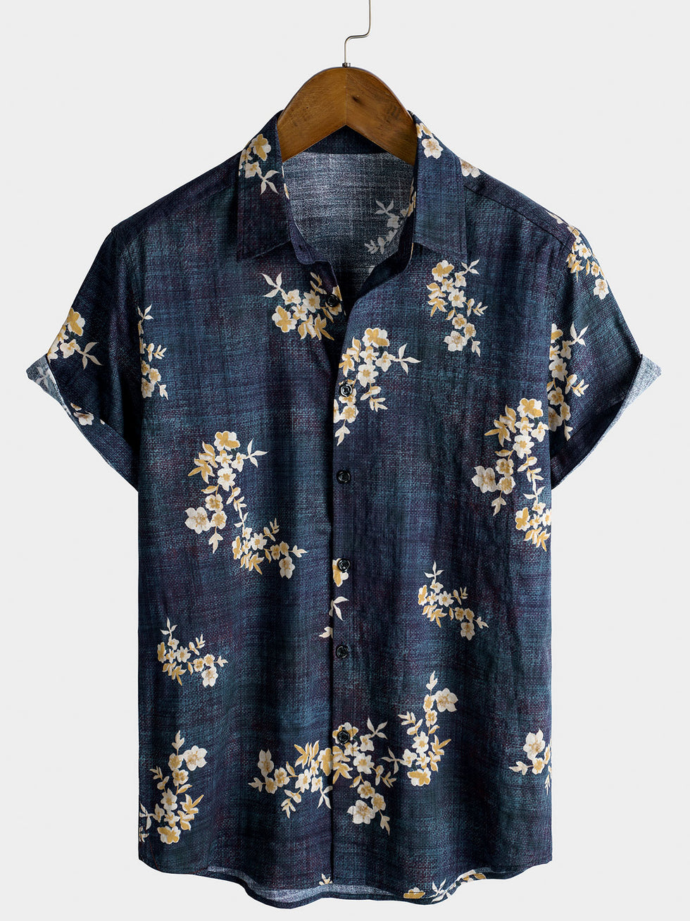 Men's Floral Printed Button Up Casual Short Sleeve Shirt – Atlanl