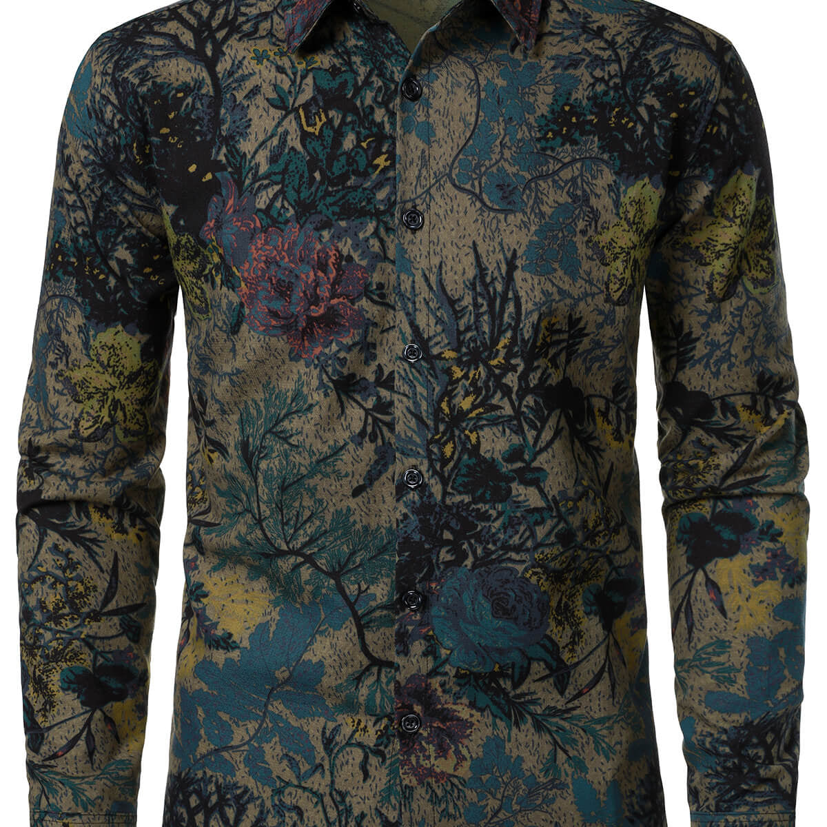 Men's Retro Floral Pattern Long Sleeve Shirt – Atlanl