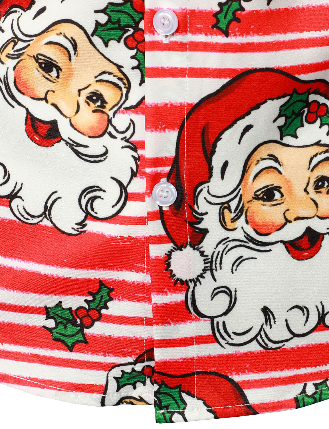 Men's Christmas Santa Claus Holiday Button Up Red Striped Long Sleeve ...