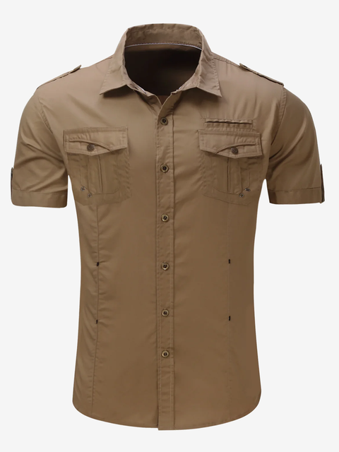 Men's Outdoor Casual Cotton Pocket Short Sleeve Shirt – Atlanl