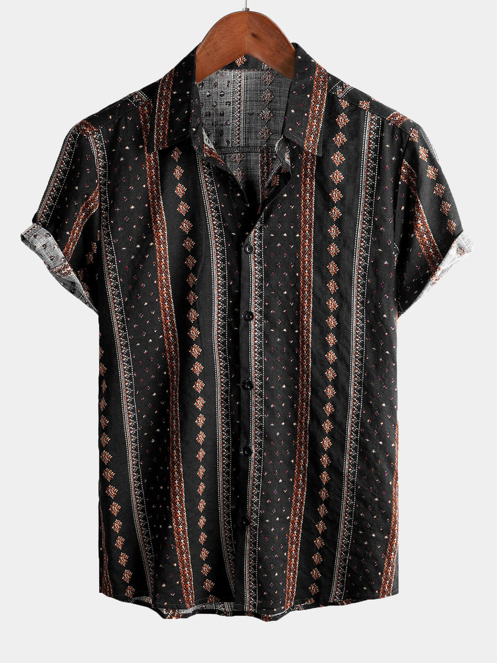 Men's Retro Cotton Button Up 70s Short Sleeve Shirt – Atlanl