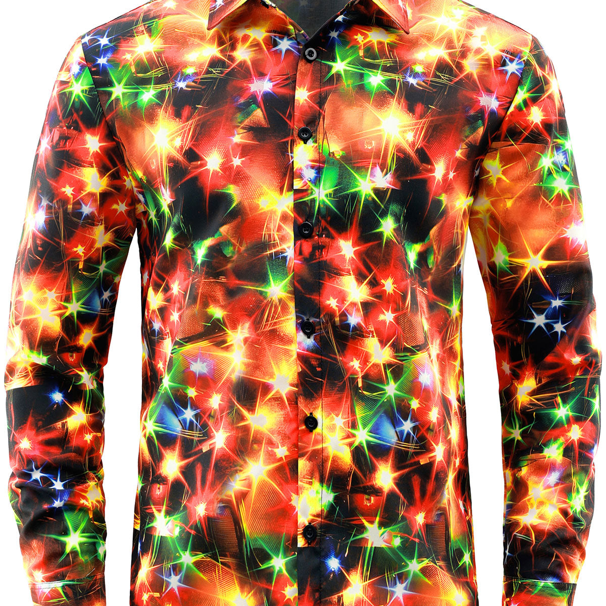 Men's Christmas New Year Party Holiday Button Down Long Sleeve Shirt ...