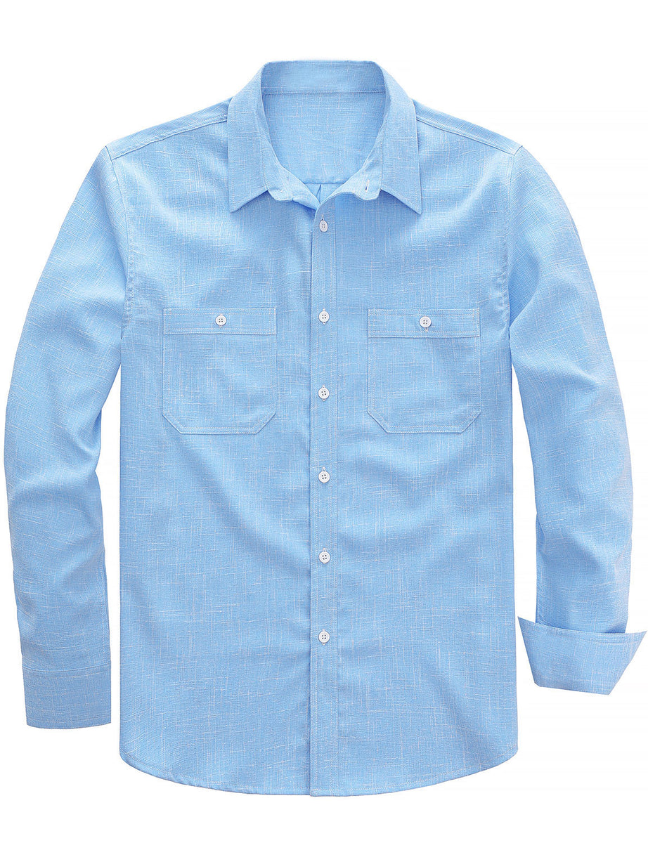 Men's Casual Pockets Long Sleeve Button Up Shirts – Atlanl