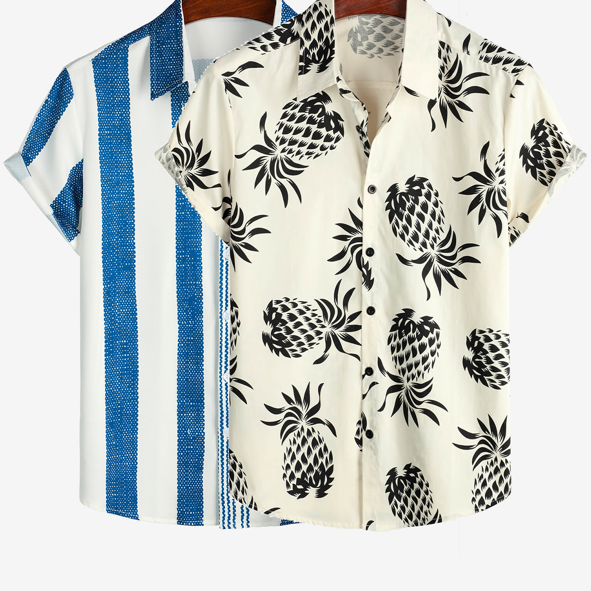 Bundle Of 2 | Men's Summer Hawaiian Beach Short Sleeve Shirt – Atlanl