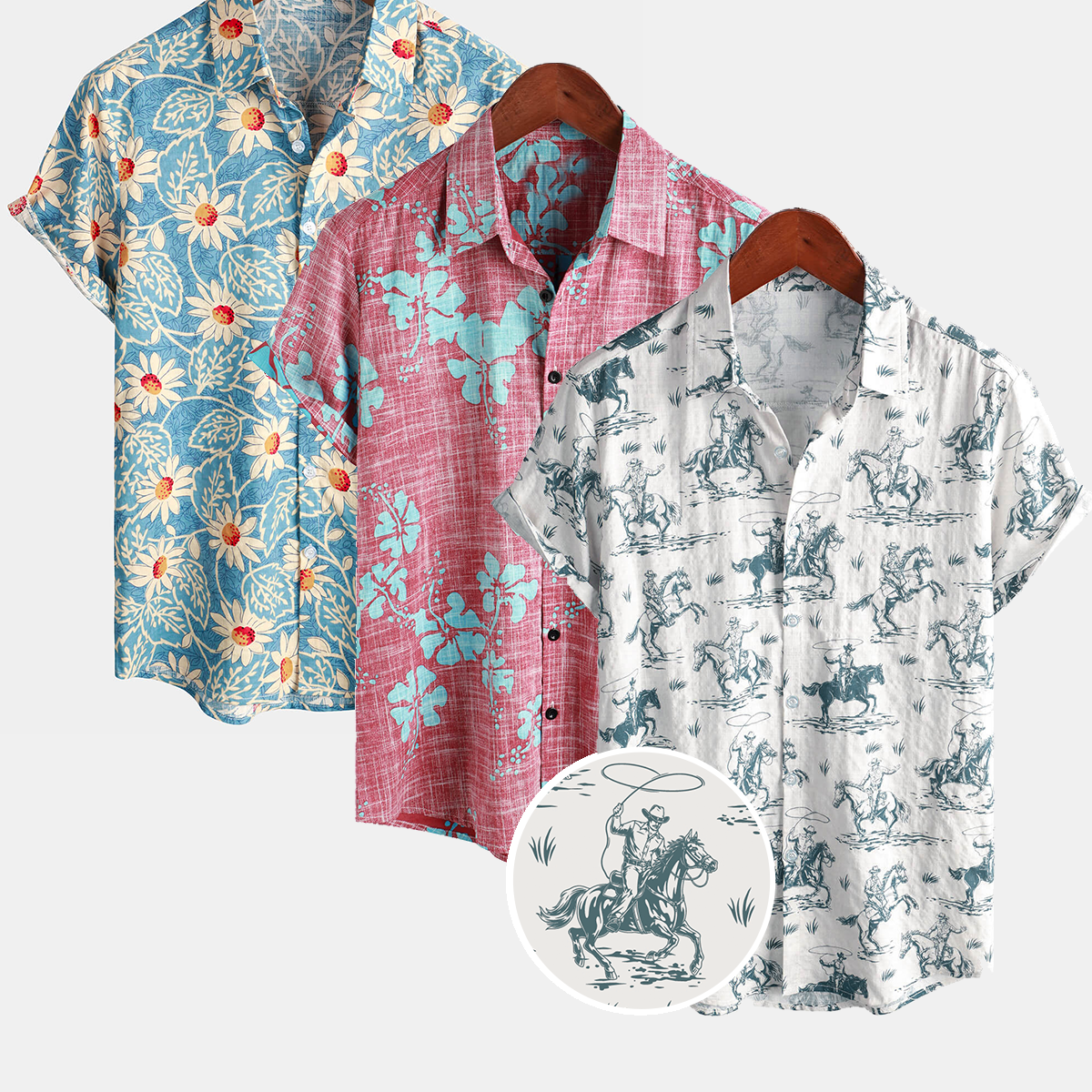 Bundle Of 3 | Men's Vintage Hawaiian Beach Summer Short Sleeve Shirts ...