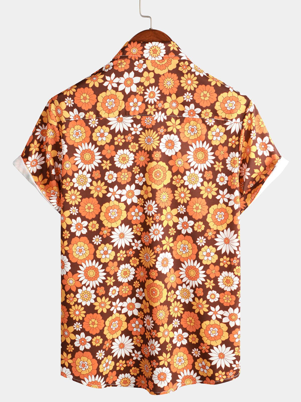 Men's Floral Vintage Flower Button Up 70s Themed Disco Party Short Sle ...