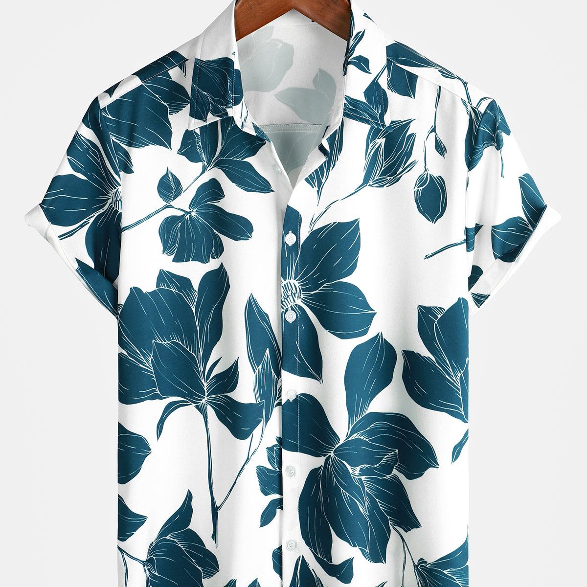 Men's Summer Casual Floral Button Up Short Sleeve Holiday Cool Beach S ...