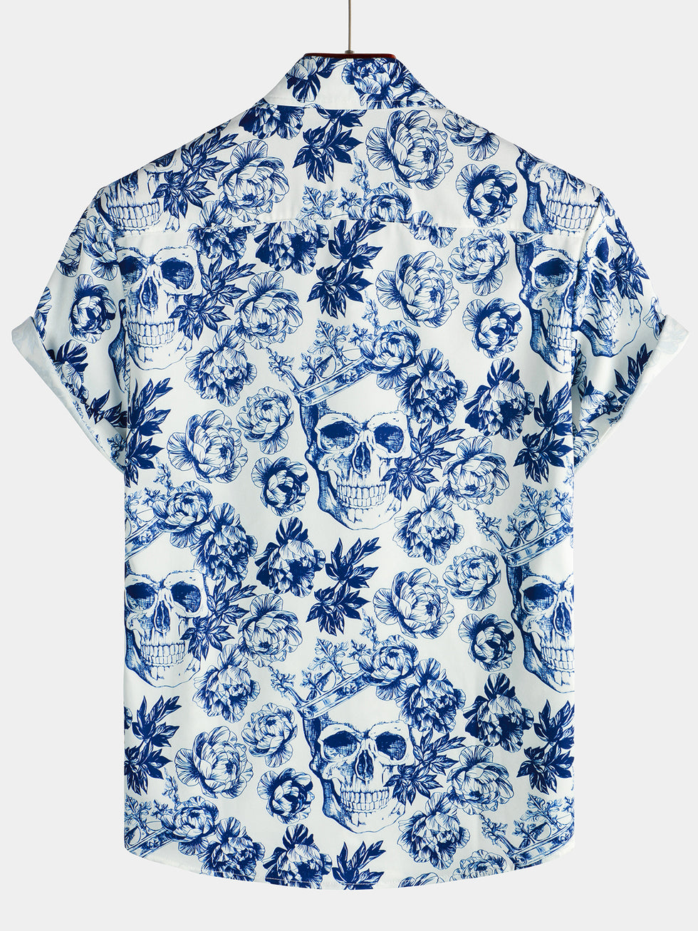 Men's Punk Rock Crown Floral Skull Print Short Sleeve Shirt – Atlanl