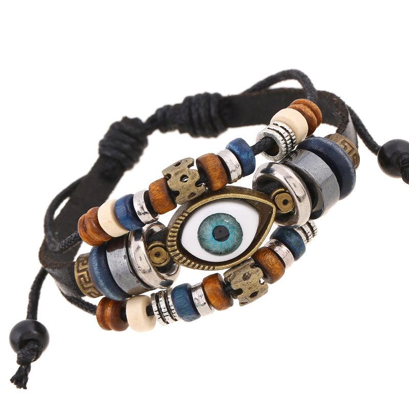 Vintage Bohemian Devil's Eye Leather Bracelet – Atlanl